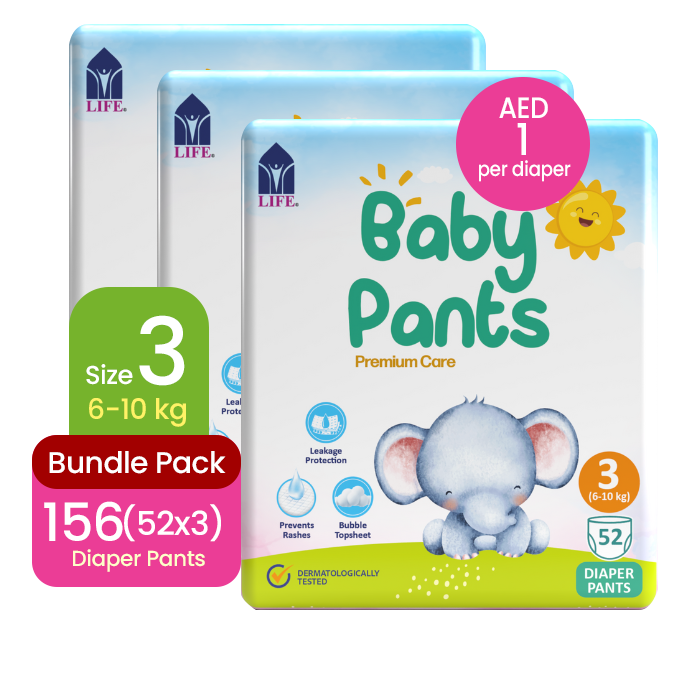Buy Life Baby Diaper Pants Size 3-Medium (6-10KG) 52'S ( Bundle of 3) online at best price in ...
